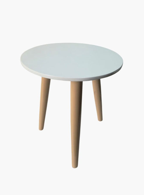 Round Side table with wood legs 45cm x 45cm – Charis Decor and Fittings
