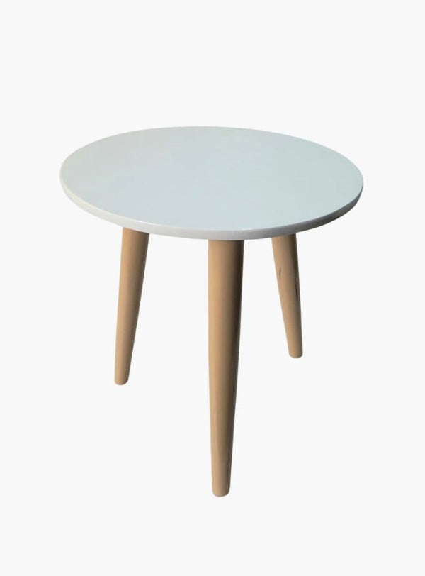 Round Side table with wood legs 45cm x 45cm – Charis Decor and Fittings
