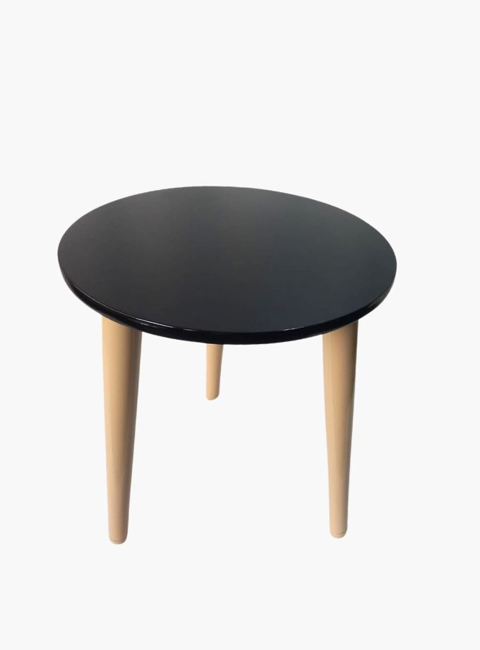 Round Side table with wood legs 45cm x 45cm – Charis Decor and Fittings